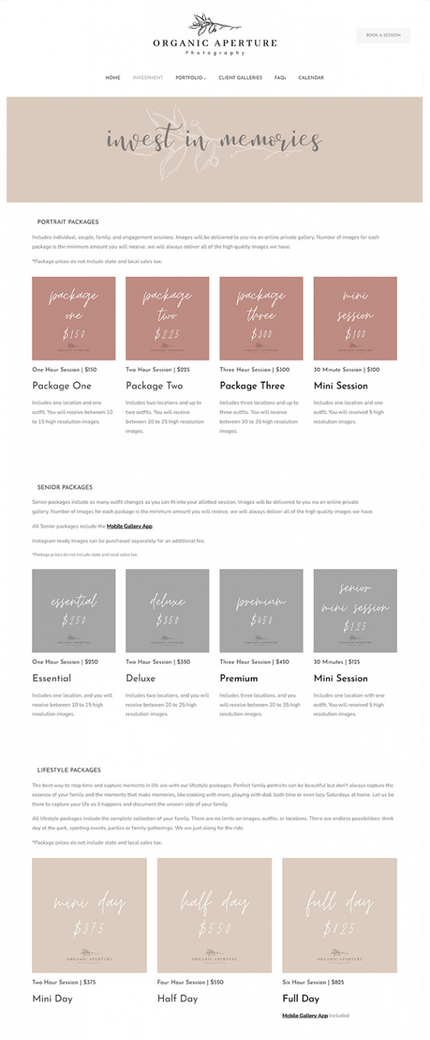 How to Create Photography Packages - Tips and Price Guide